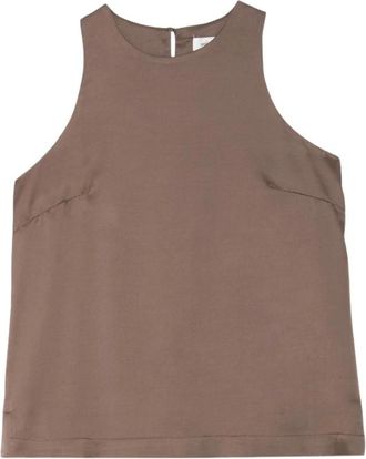 ottod'Ame Femme, Tops, Brun, Taille: 36 FR Double Satin Viscose Top