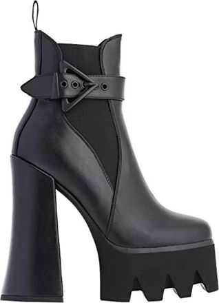 Lamoda Damen Perceptions Mid Calf Boot, Black Pu, 36 EU
