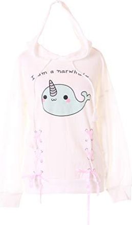 Kawaii-Story TS-187-1 Pull à capuche Unicorn Wal Pastel Goth Lolita Harajuku Kawaii Blanc