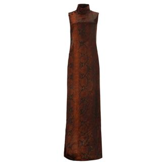 Jean Paul Gaultier Langes &auml;rmelloses Kleid mit Python-Print - - Dresses - Damen - Rot - XS