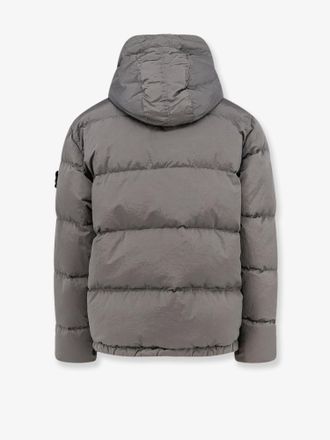 Stone Island Mens Down Jacket Nylon Metal Grey Recycled Polyamide