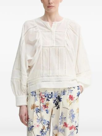 Munthe Puffärmel-Oberteil mit Spitzeneinsatz - Weiß