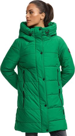 Marikoo Damen Winterjacke Stepp Winter Jacke Übergang Steppjacke lang warm Kapuze B987 [B987-Karumik-Smaragd-Green-Gr.5XL]