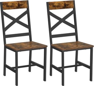 Vasagle Chaises de Salle &agrave; Manger, Lot de 4, Ergonomique, Style Industriel, pour Salon, Cuisine, Marron et Noir