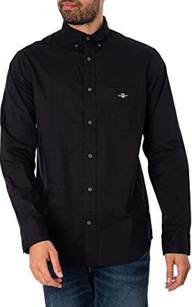 GANT REG Poplin Shirt Chemise en Popeline Regular, Black, XL Homme