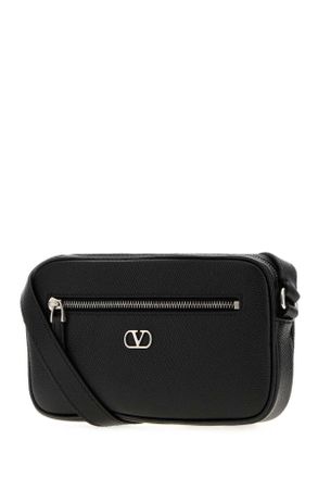 Valentino Garavani Mens Black Leather Vlogo Signature Crossbody Bag Nero Clutch