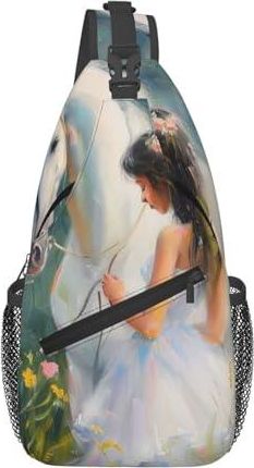 Generic The Girl Led The White Horse Sac &agrave; bandouli&egrave;re Sac &agrave; dos de voyage Sac &agrave; dos &agrave; bandouli&egrave;re pour homme Sac &agrave; dos de randonn&eacute;e