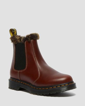Dr. Martens 2976 Leonore Abruzzo Kunstpelzfutter Chelsea Stiefel, Leder Schuhe in Braun, Gr&ouml;&szlig;e: 37