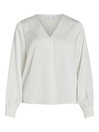 Vila Vila Variété Col V L/S Top-Noos Chemisier à Manches Longues, Blanche-Neige, 40 Femme