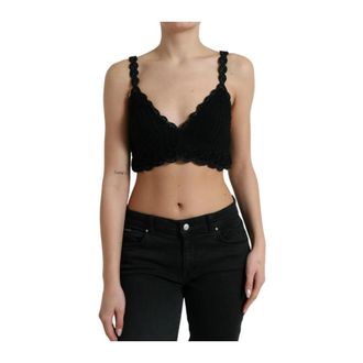Dolce & Gabbana Schwarzes Geh&auml;keltes Strick Bustier Korsett Top - - Tops - Damen - Schwarzk - XL