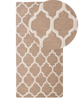 Beliani Teppich beige marokkanisches Muster 80 x 150 cm handgetuftet Erbaa
