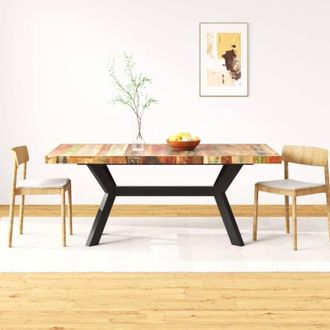 vidaXL Vidaxl - Table de salle &agrave; manger Bois massif recycl&eacute; Acier 180 cm