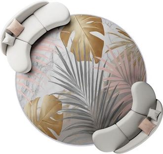 Generic Tapis Lavable et Antid&eacute;rapant Gris Rose pour Salon Salle &agrave; Manger Chambre Adulte et Ado Cuisine - Tapis Motif Luxe Plantes Feuilles De Palmier Marbre,