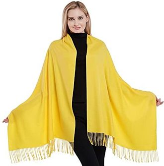 CJ Apparel Jaune Épaisse Solide Couleur Unie Conception Népalaise Châle écharpe étole Wrap Châles Pashminas Nouvelle