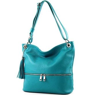 modamoda.de T143 - ital. Sac à bandoulière en cuir, Turquois_1, Voir description