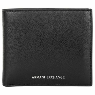 A|X Armani Exchange Portemonnaies - PLAIN LEATHER BIFOLD WITH COIN POCKET 1er Pack - Gr. unisize - in Schwarz - f&uuml;r Damen