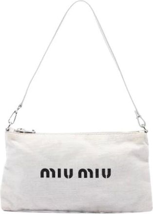 Miu Miu Pre-owned Sac bandouli&egrave;re en toile - Femme - Pre-owned - Blanc - Taille: ONE Size