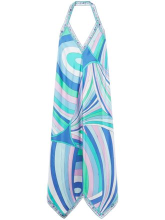 Pucci robe imprimé à dos nu - Bleu