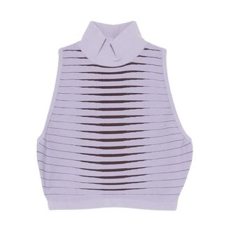Elisabetta Franchi Femme, Tops, Violet, Taille: 38 FR D&eacute;bardeur &agrave; col montant