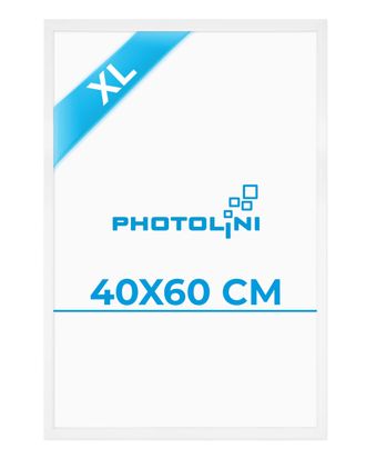Photolini Bilderrahmen 40x60 wei&szlig; Holz MDF, Bilderrahmen 60x40 wei&szlig;, picture frame 40x60 mit bruchsicherem Acrylglas zum Aufh&auml;ngen, Rahmen 60x40 mit extra Zubeh