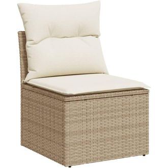 vidaXL Chaise de jardin sans accoudoirs avec coussins beige poly rotin Vidaxl