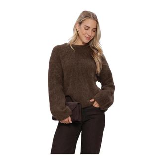 Object Objharry L/S LO Knit Pullover Noos - - Knitwear - Damen - Braun - S