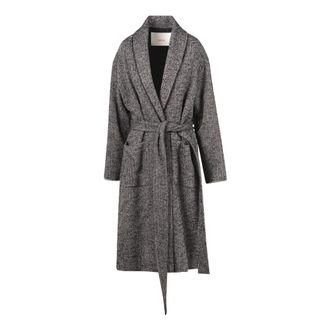 Jucca Femme, Manteaux, Gris, Taille: 36 FR Long Manteau en Laine M&eacute;lang&eacute;e &agrave; Chevrons