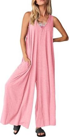 Generic Salopette &agrave; bretelles sans manches pour femme Coupe ample - Salopette d&eacute;contract&eacute;e l&eacute;g&egrave;re pour femme - Combinaison ample &agrave; col en V - Combinaison sans