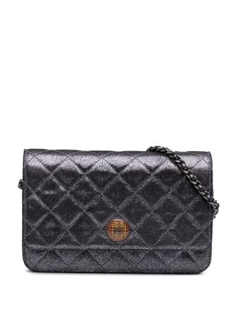Chanel sac à bandoulière irisé Métiers dArt Wallet On Chain en peau dagneau matelassée à motif tartan (2013-2014) - Argent