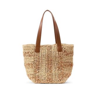 Au Printemps Paris Sac panier &agrave; rayures dor&eacute;es