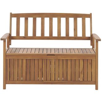 Beliani Beliani - Banc de Jardin avec Coffre de Rangement Ultra Pratique en Bois dAcacia Narurel et R&eacute;sistant Id&eacute;al pour Organiser Votre Espace Ext&eacute;rieur