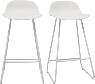 Miliboo Tabourets de bar design blancs H65 cm (lot de 2) ELLA