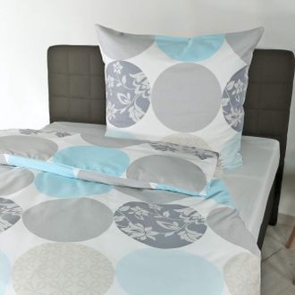 BIERBAUM Bettw&auml;sche, Mako-Satin, Designed in Germany, Dessin 6383 t&uuml;rkis 02, 155x220 cm + 80x80 cm, Komfortgr&ouml;&szlig;e