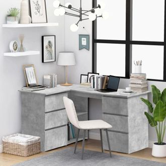 vidaXL Vidaxl - Bureau dangle Gris b&eacute;ton 145x100x76 cm Bois ding&eacute;nierie