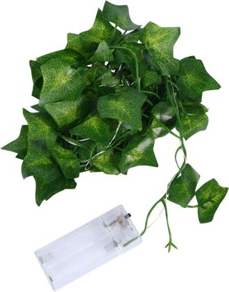 Amosfun 20St&uuml;cke LED Lichterkette mit Warmen Lichtern und Gr&uuml;nem Blattdesign f&uuml;r Innenr&auml;ume f&uuml;r Hochzeiten Partys und Garten ohne Batterie