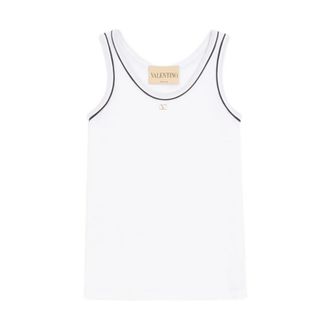 Valentino Baumwoll-Jersey-Top - - Tops - Damen - Wei&szlig; - M