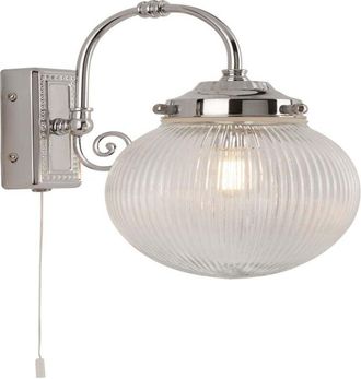 Searchlight Searchlight - belvue 1L Applique sdb IP44 clii m&eacute;tal chrome, verre stri&eacute; d&eacute;poli globe E14 max 60w av inter
