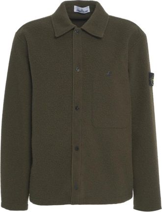 Stone Island Homme, Vestes, Vert, Taille: XL Chemise Veste Bouclé Verte