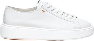 Santoni Femme, Chaussures, Blanc, Taille: 39 1/2 EU Baskets en cuir avec fermeture frontale