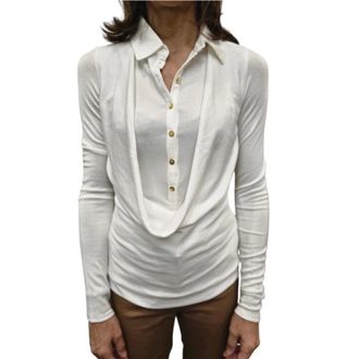 Elisabetta Franchi Femme, Tops, Blanc, Taille: 40 FR Polo &agrave; empi&egrave;cement drap&eacute;