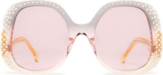 Gucci Eckige Sonnenbrille mit Kristallen - Gelb
