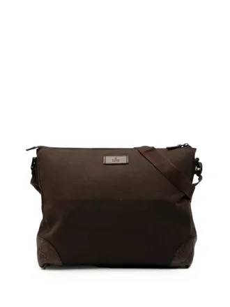 Gucci sac à bandoulière en toile à bord en cuir Guccissima (2000-2015) - Marron