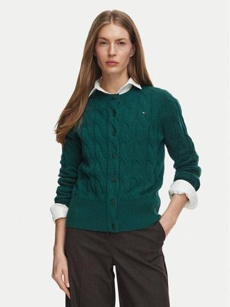 Tommy Hilfiger Strickjacke Soft WW0WW52191 Gr&uuml;n Regular Fit