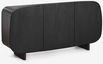 Sklum Agathe Sideboard aus Mangoholz 160x40 cm Schlichtes Schwarz
