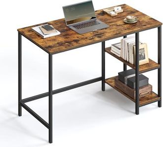 Vasagle Bureau avec Rangement, Table dOrdinateur, avec 2 &Eacute;tag&egrave;res R&eacute;versibles, Poste de Travail, pour T&eacute;l&eacute;travail, Salon, Cadre en Acier, Style Industriel, Ma