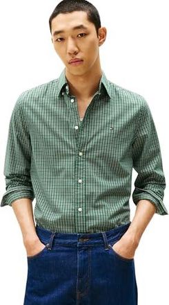 Tommy Hilfiger Chemise Homme Flex Poplin Mini Tartan Regular Fit, Vert (Ornamental Green/Check), M