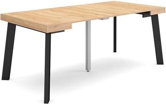 Skraut Home | Ausziehbarertisch | Multifunktionaler ausziehbarer | 180 | F&uuml;r 8 G&auml;ste | H&ouml;lzerne Beine | Moderner Stil | Eiche