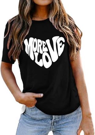 Generic T-shirts graphiques &agrave; manches courtes pour la Saint-Valentin 2026 pour femmes - Cadeau mignon pour la Saint-Valentin, Noir, XXL