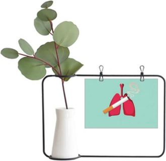 OFFbb-USA Metall-Bilderrahmen mit Schriftzug Cigarette Damage The Lung, Keramikvasen-Dekor