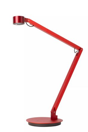 Licht-Erlebnisse LED Schreibtischleuchte Aluminium Rot Wohnzimmer B&uuml;ro 90 cm gro&szlig; 3000 K 40-480 lm 7 W Knickgelenk flexibel Schreibtisch Tischlampe RYLIN